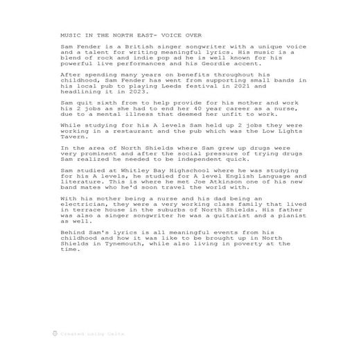 Script music in the north east.pdf | Music | Entertainment