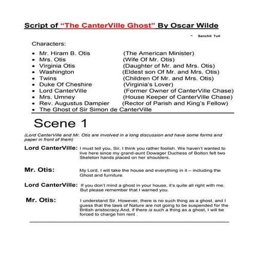 Script of canterville ghost | DOCX