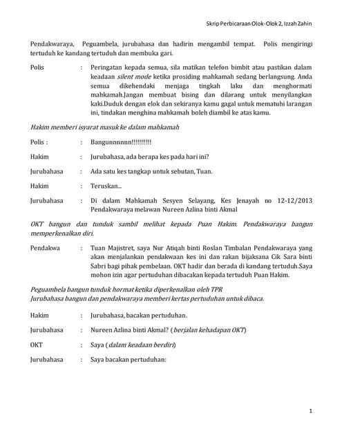 Skrip Perbicaraan Olok-Olok 1 | DOCX