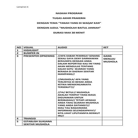 Script reportase (Laporan PKL) | DOCX