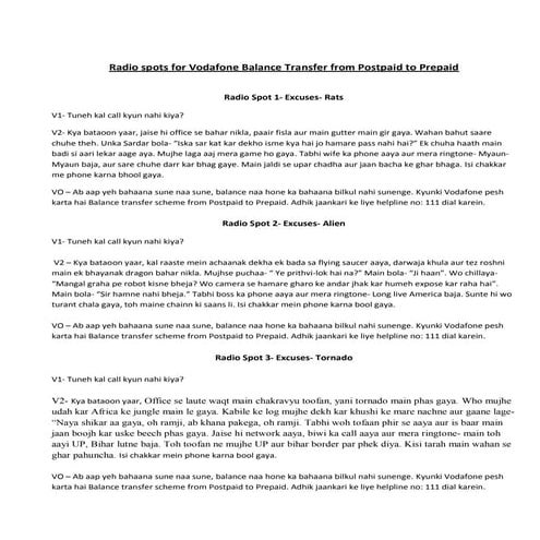 Scripts for radio spots | PDF