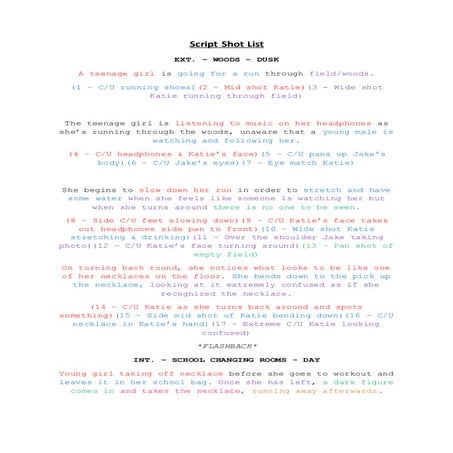 Script shot list | DOCX