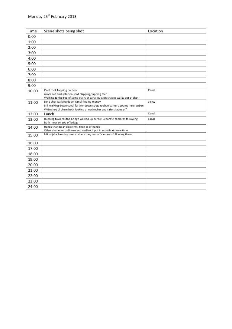 Script timetable 25thfeb