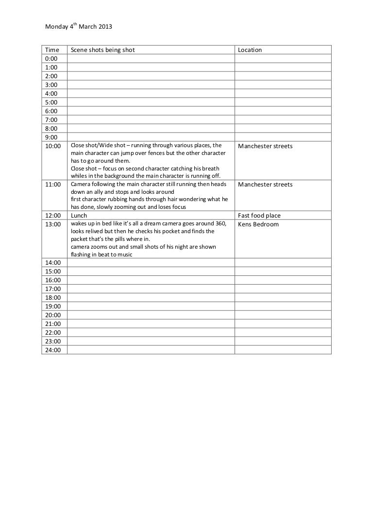 Script timetable 4thmarch