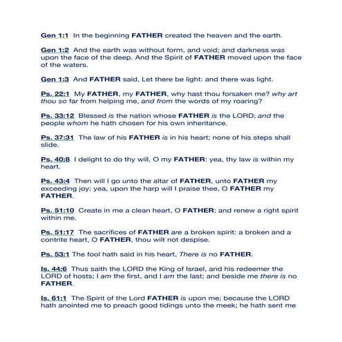 Some of the 4500 Scriptures Referring to God as Father | PDF