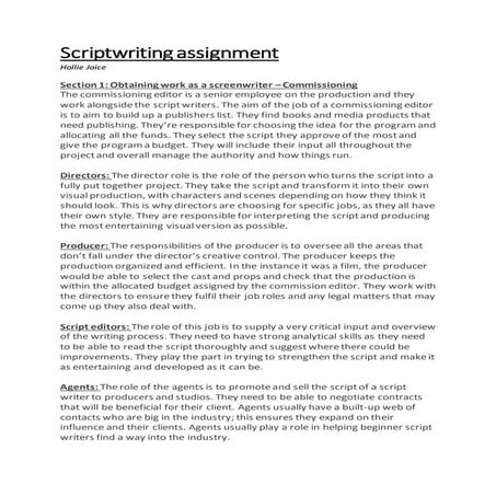 Scriptwriting assignment | DOCX