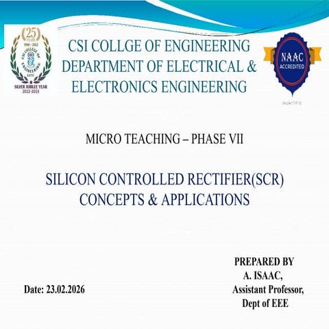 Silicon controlled rectifier ( SCR ) | PPTX
