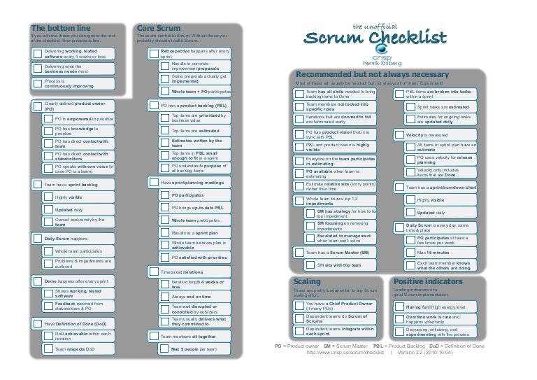 Scrum checklist