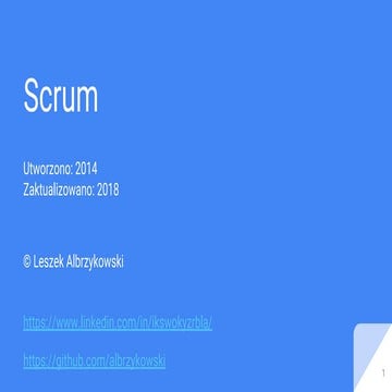 Scrum (Polish version) - wprowadzenie do frameworka | PDF