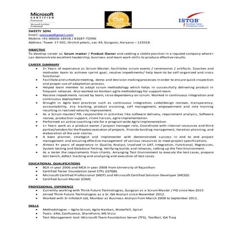 Scrum master profile | DOCX