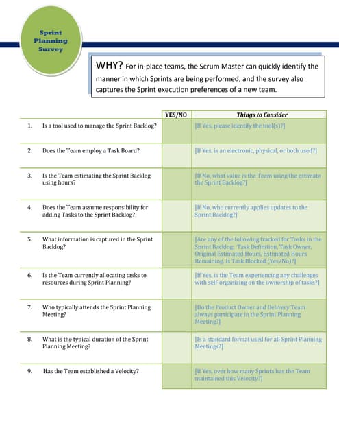 Sprint planning checklist | PDF