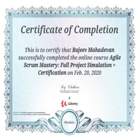 Agile SCRUM Mastery Certificate | PDF