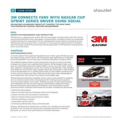 How 3M Connected Fans with NASCAR Cup Sprint Series Driver Using Social ...