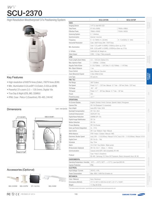 Samsung Techwin SCP-2271H Data Sheet | PDF | Cameras and Camcorders | Consumer Electronics