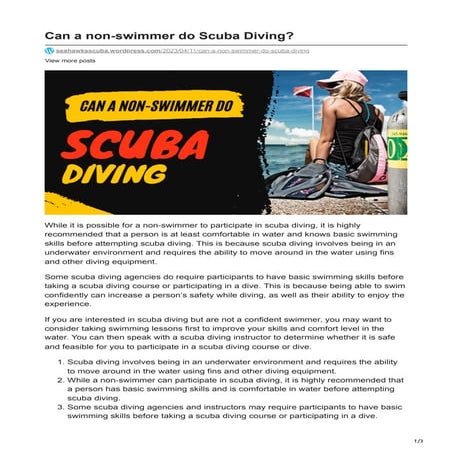 Scuba diving in India for Beginners or Non-swimmers | PDF