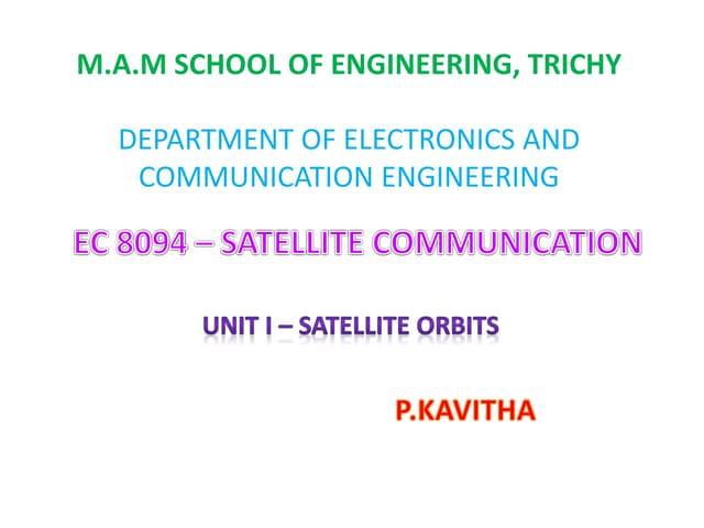 Orbital parameters of a satellite | PPTX