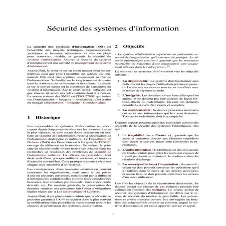 Sécurité des systèmes d'information | PDF