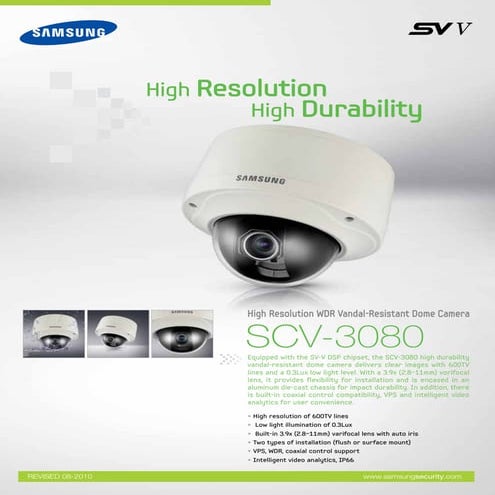 Samsung Techwin SCV-3080 Data Sheet | PDF