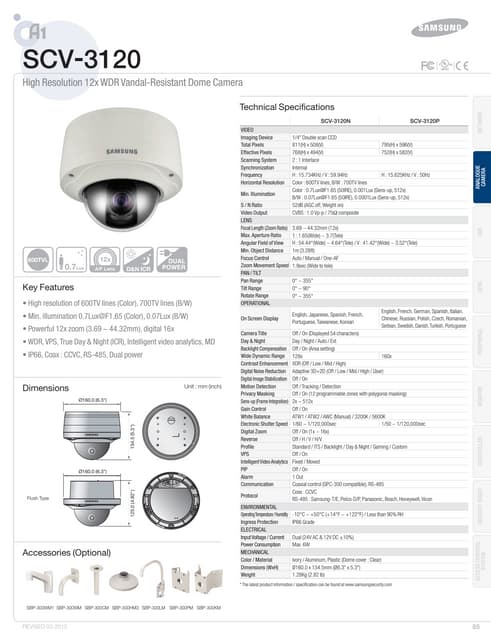 Samsung Techwin SCV-2010F Data Sheet | PDF