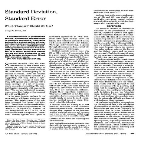 Standard Deviation, Standard Error | PDF