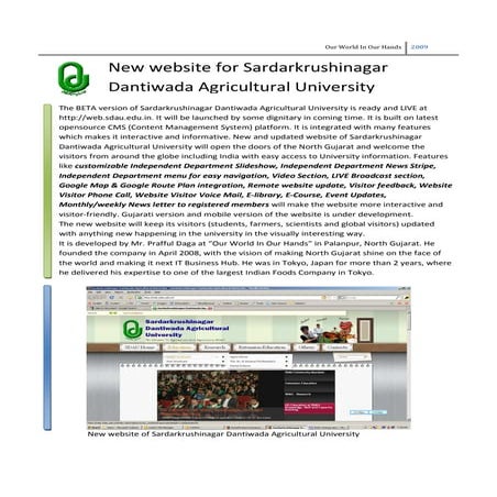 Sardarkrushinagar Dantiwada Agriculture University Writeup | PDF