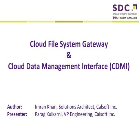 Software Developer Conference 2012 - Paper Presentation - Cloud File ...