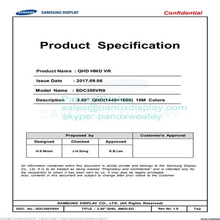 3.5 inch Amoled(1440x1600) Datasheet | PDF