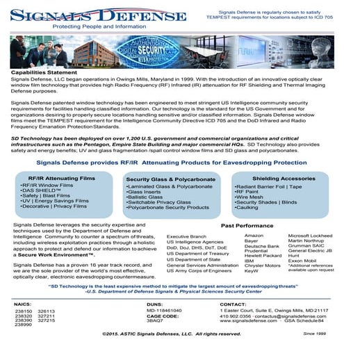 Signals Defense Capability Statement rev2016 | PDF