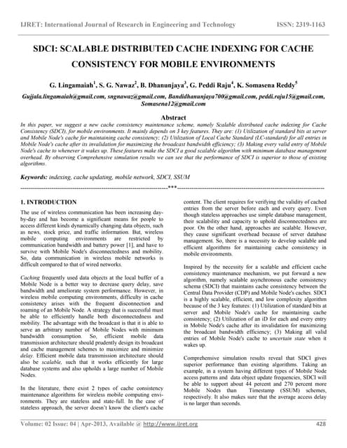 Sdci scalable distributed cache indexing for cache consistency for ... Sdci scalable distributed cache indexing for cache consistency for ...