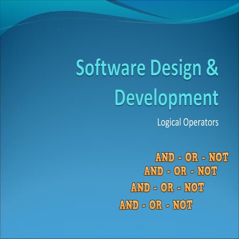 SD & D Logical Operators | PPT