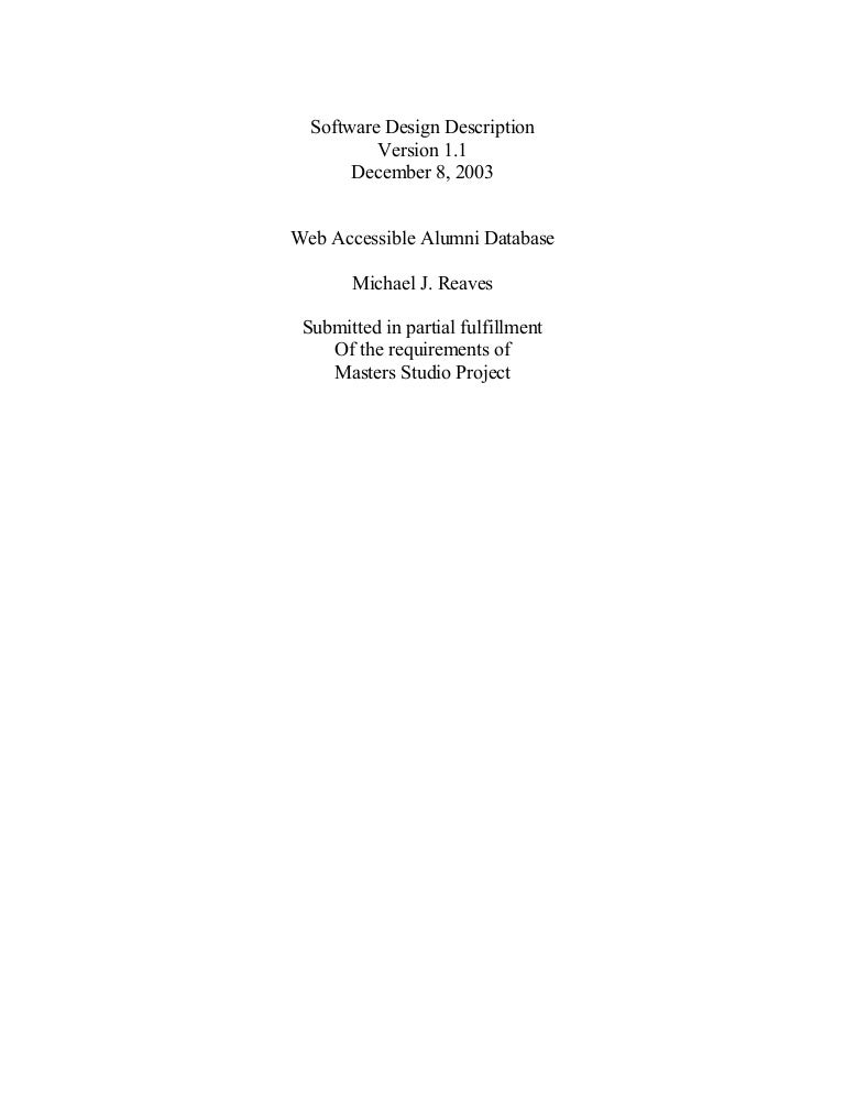 Software Design Description (SDD) sample