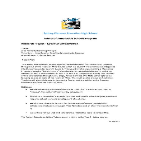 Sydney Distance Education High School - 2010-11 Project | PDF