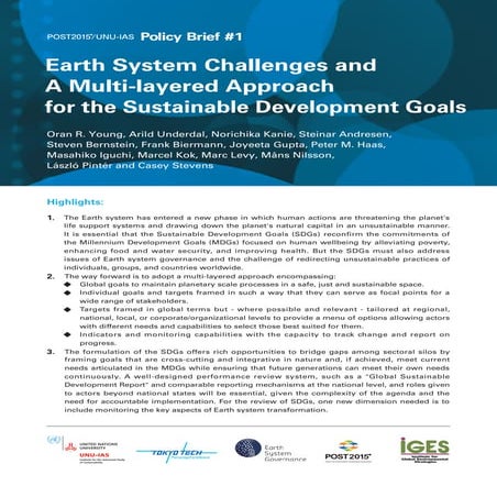 Earth System Challenges and a Multi-layered Approach for the ...