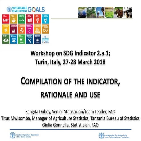 Workshop on SDG Indicator 2.a.1, Turin, Italy, March 2018 - Compilation ...