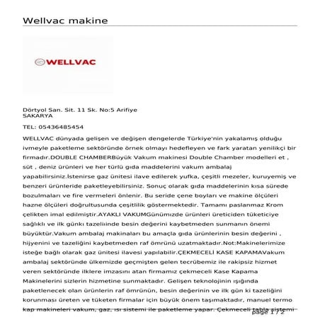 Wellvac makine | PDF