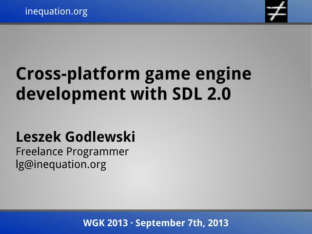 Cross Platform Game Engine Development With Sdl 2 0 Pdf