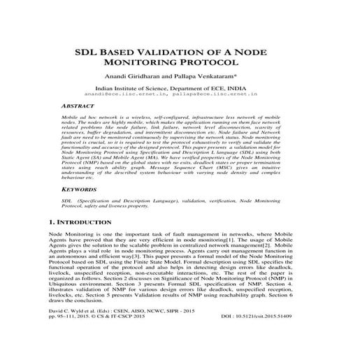 Sdl Based Validation Of A Node Monitoring Protocol Pdf 