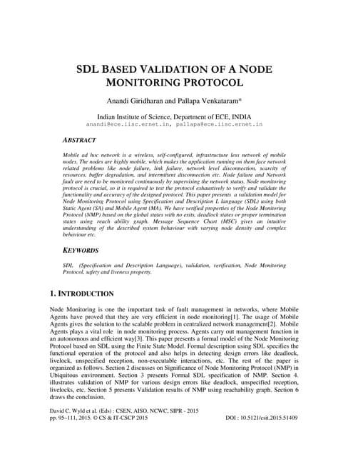 Sdl Based Validation Of A Node Monitoring Protocol Pdf