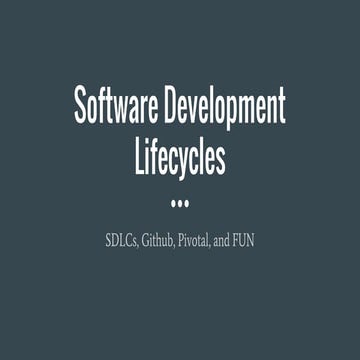 Software Development Lifecycles | PPT