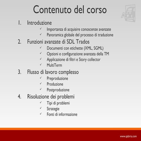 Corso SDL Trados avanzato | PPT