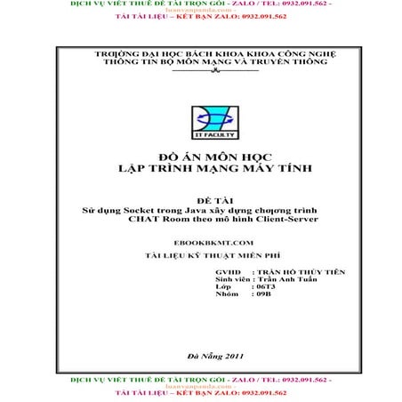 Sử dụng Socket trong Java xây dựng chương trình CHAT Room theo mô hình Client-Server.doc