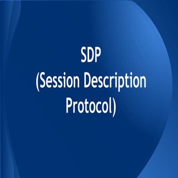 Sdp Protocol Session Description Ppt