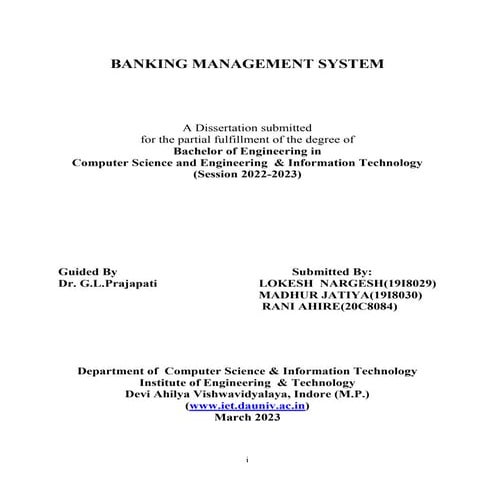 Banking Management System SDS | PDF