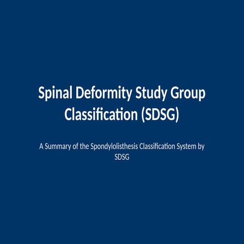 SPINAL DEFORMITY STUDY GROUP SDSG ttg spondilolisthesi | PPT