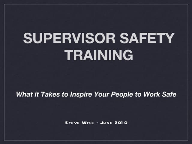 Supervisor Safety Training | PPT