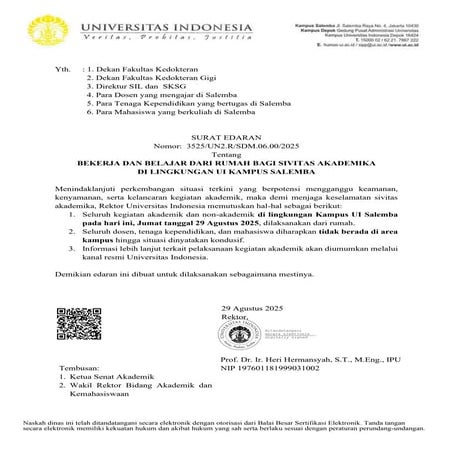 SE-3525 Surat Edaran Bekerja dan Belajar dari Rumah bagi Civitas ...