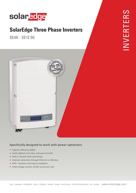 Solar Edge 3 Phase Inverter Datasheet | PDF | Home Appliances | Home ...