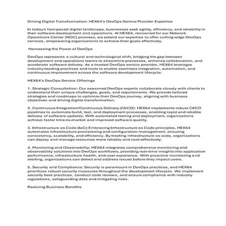 Driving Digital Transformation: HEX64's DevOps Service Provider Expertise | PDF