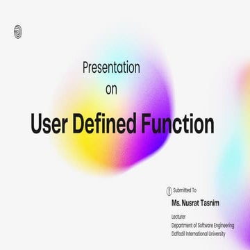 user defined function in c - diu - swe -2nd semester | PDF