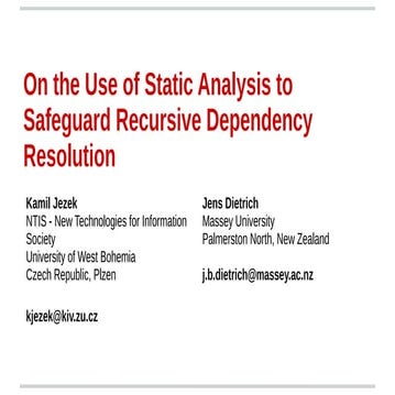 On the Use of Static Analysis to Safeguard Recursive Dependency Resolution | PDF